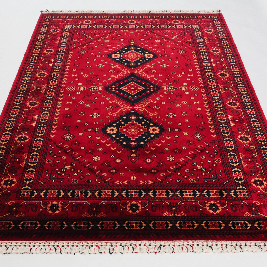 Afghan Turkish Pattern Burgundy Traditional Rug - Halicizade ...